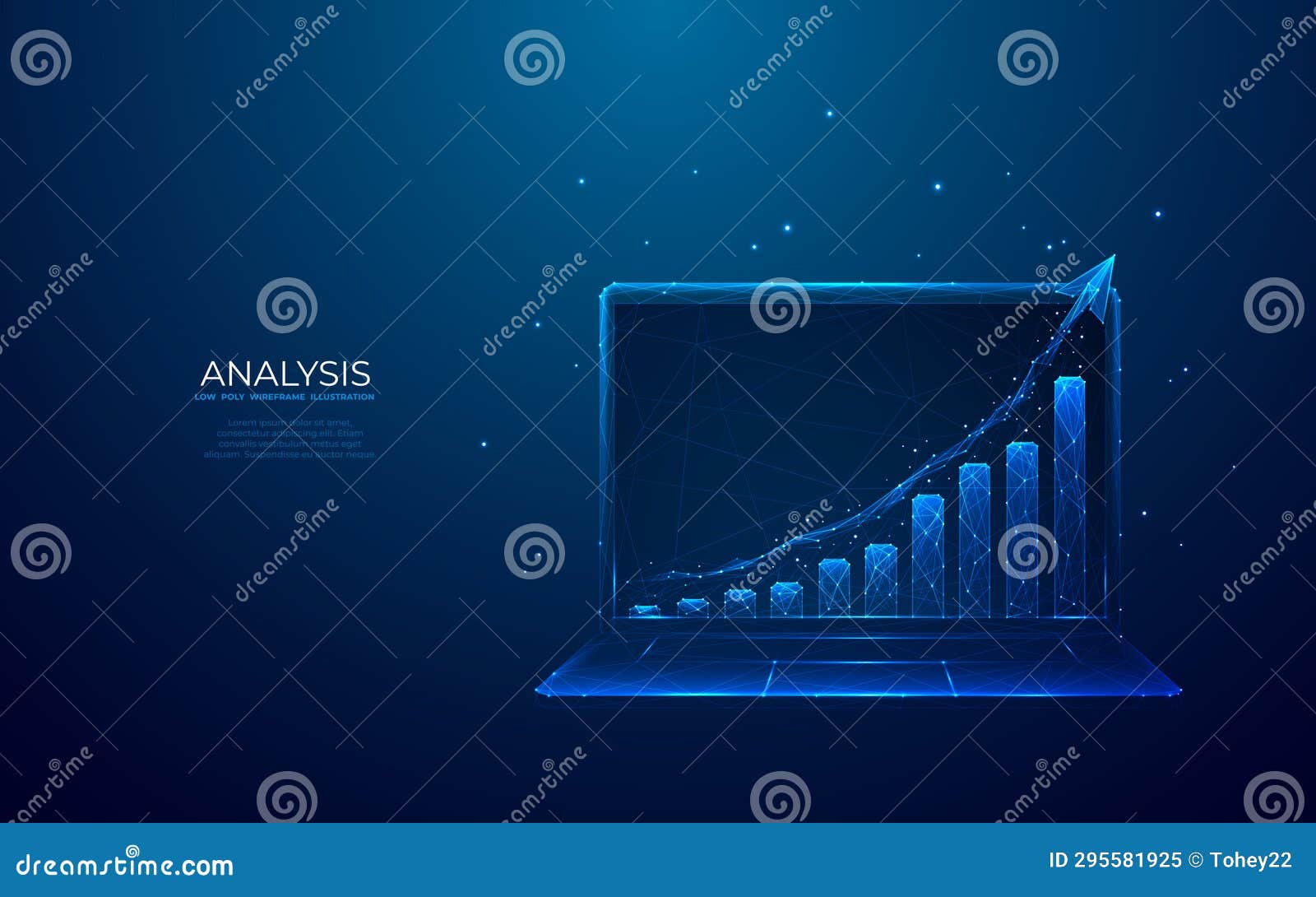 Growth Graph Chart on a Laptop Screen on Technology Blue Background ...