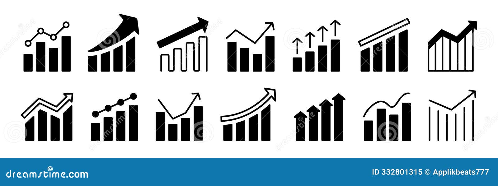 Growth Graph Collection. Set of Black Growth Arrow Diagram Stock Vector ...