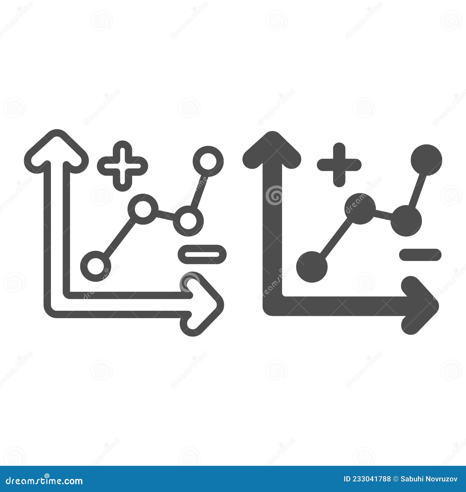 Growth Graph with Curve, Points, Plus and Minus Line and Solid Icon ...