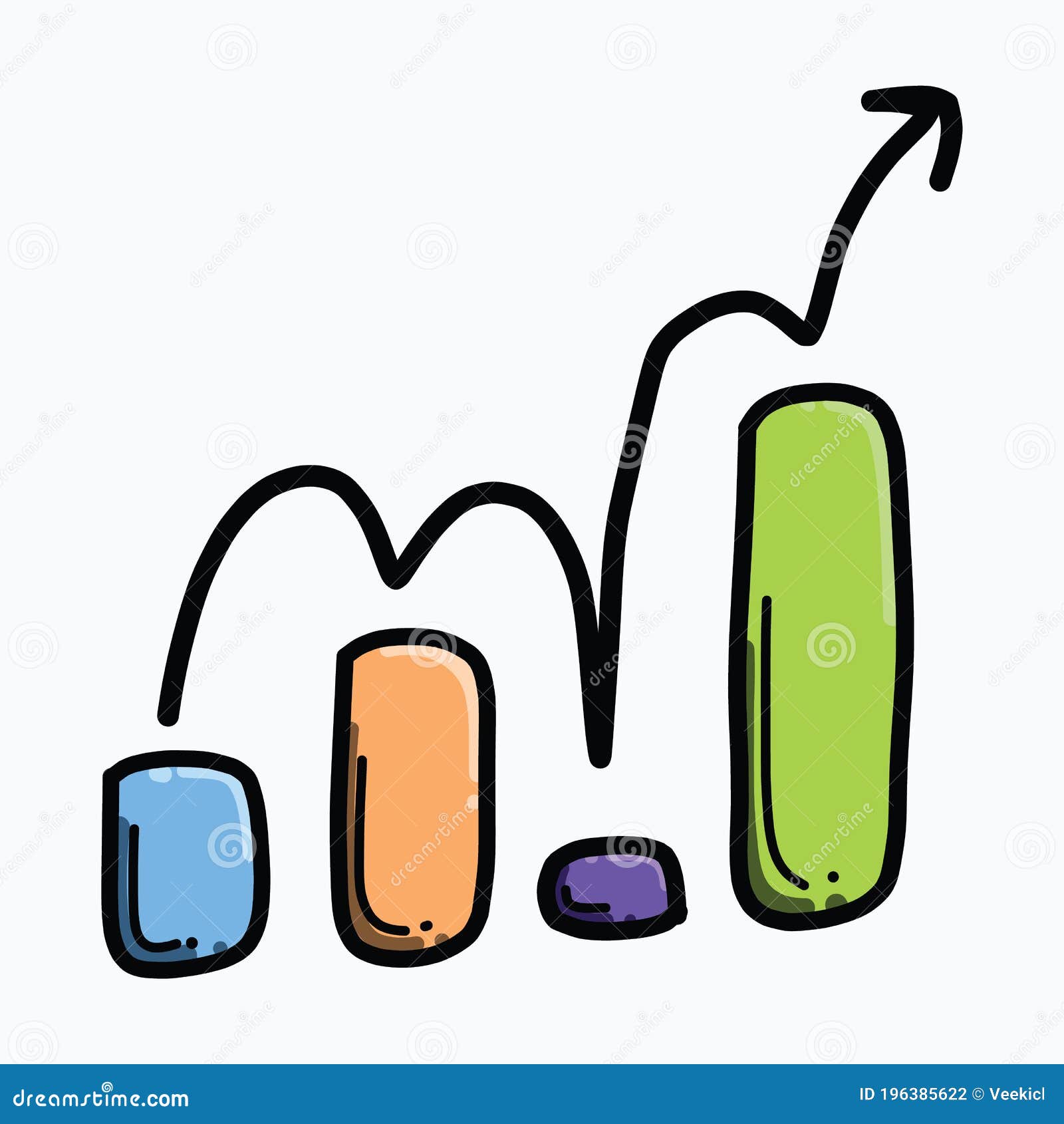 Growth Graph Doodle Color Vector Icon. Drawing Sketch Illustration Hand ...