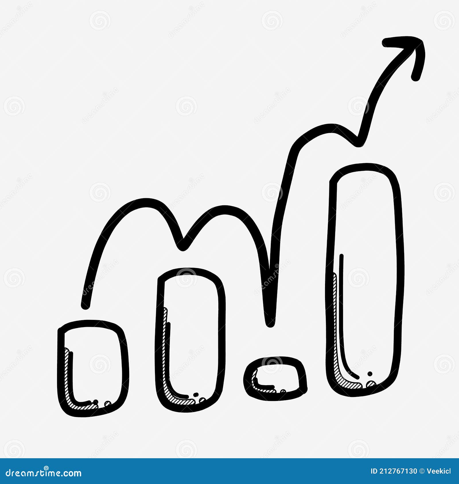 Growth Graph Doodle Vector Icon. Drawing Sketch Illustration Hand Drawn ...
