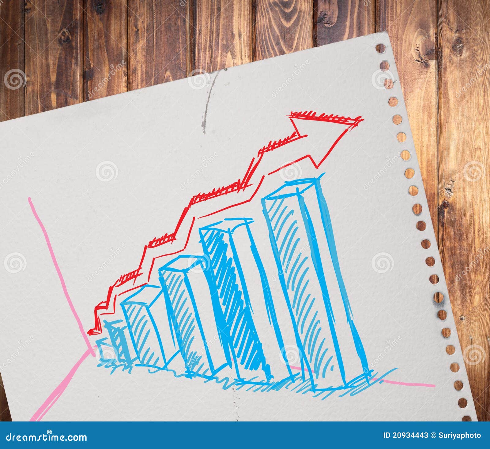 Growth graph draw on paper stock image. Image of brown - 20934443