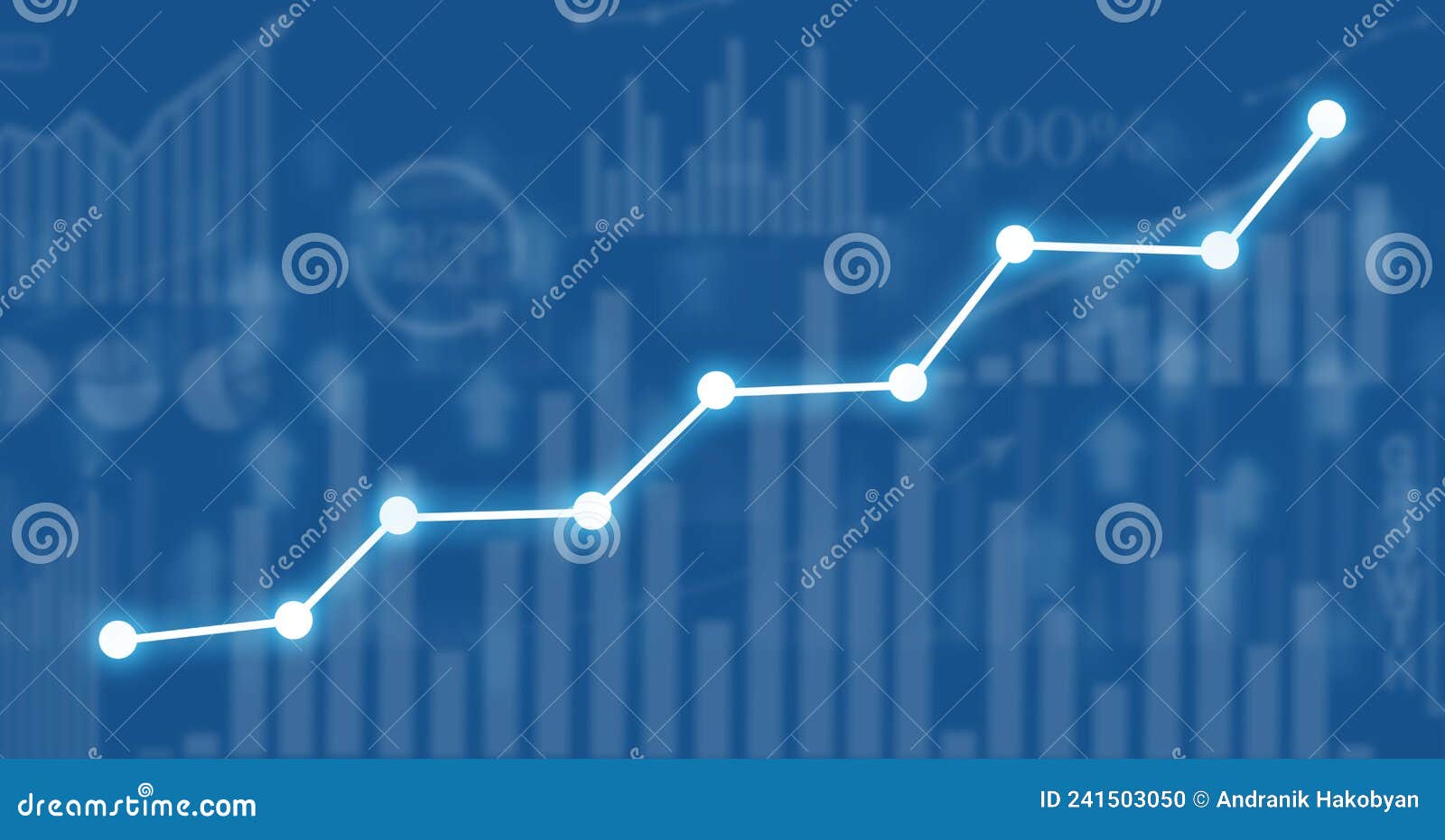 Growth Graph and Financial Charts on the Blue Background Stock Photo ...