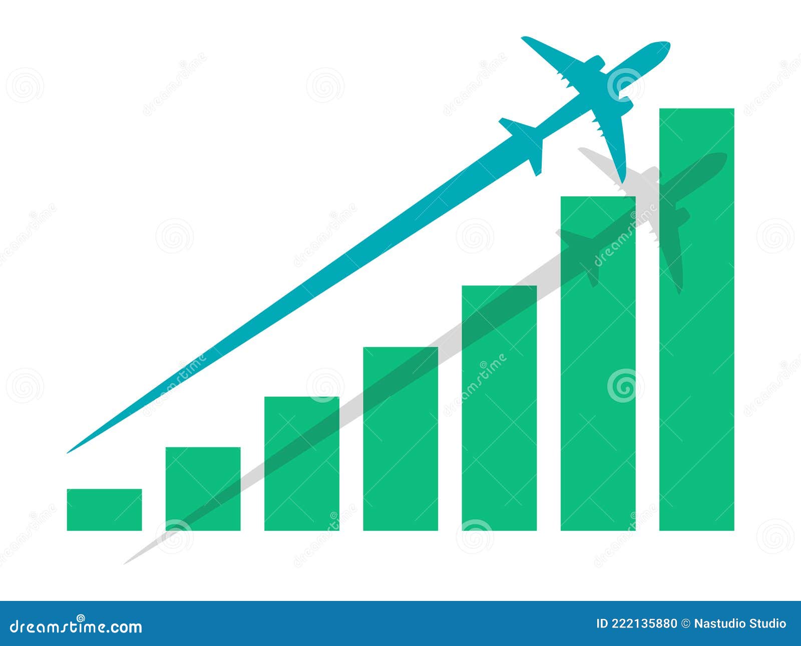 A Growth Graph with a Green Airplane Taking Off. Business Success ...