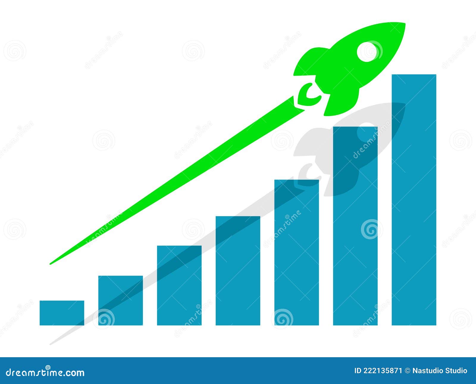 Growth Graph with Green Rocket Going Up. Business Success Concept Stock ...
