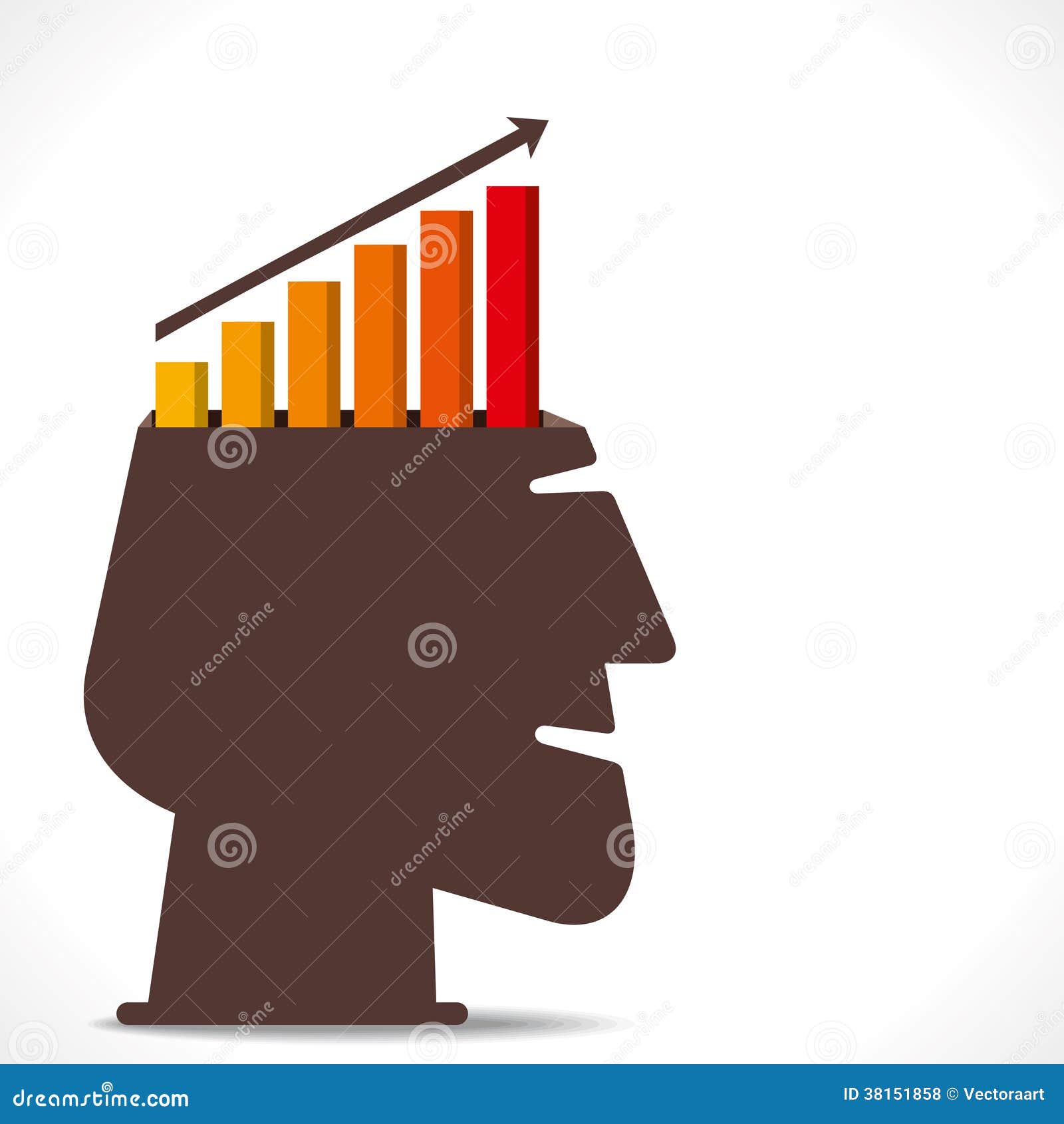 Growth graph in human head stock vector. Illustration of gain - 38151858