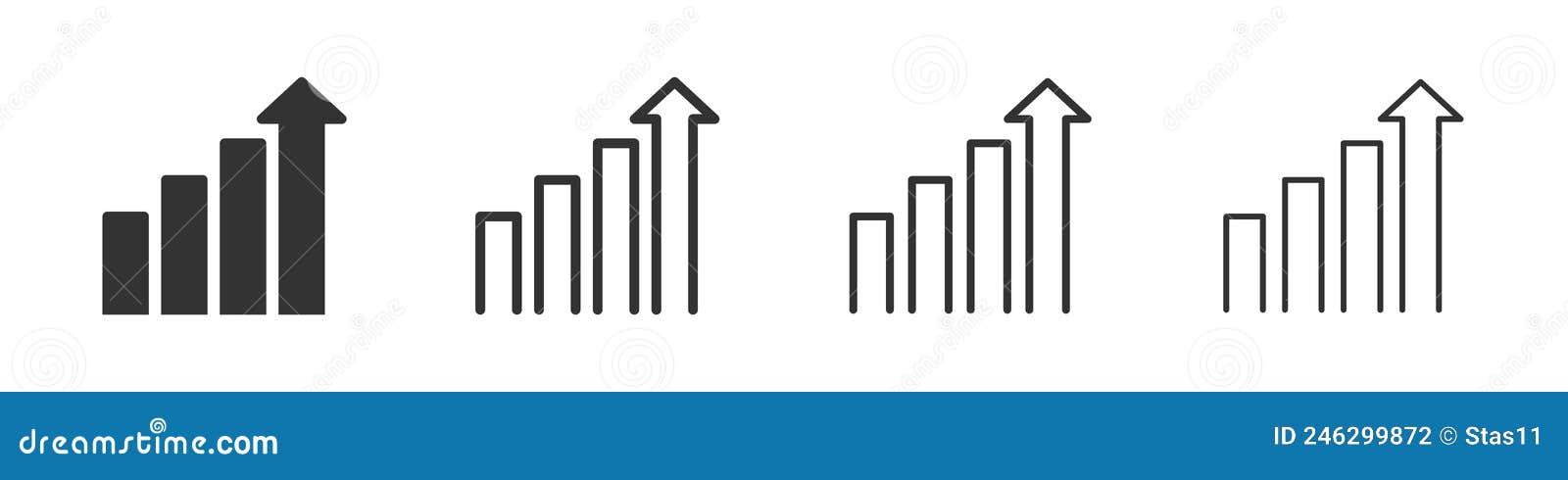 Growth Graph Icons Collection in Two Different Styles and Different ...