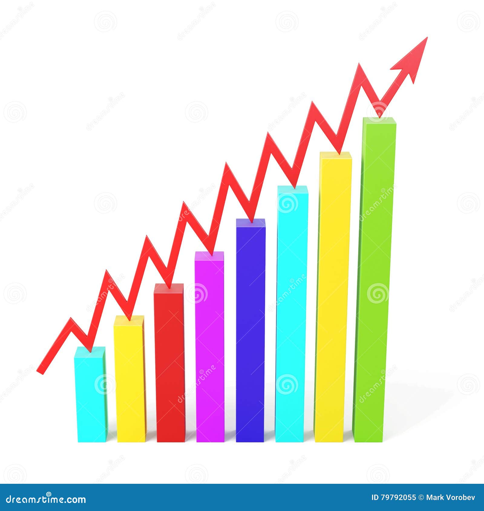 Growth Graph Isolated on White Background. 3d Illustration Stock ...
