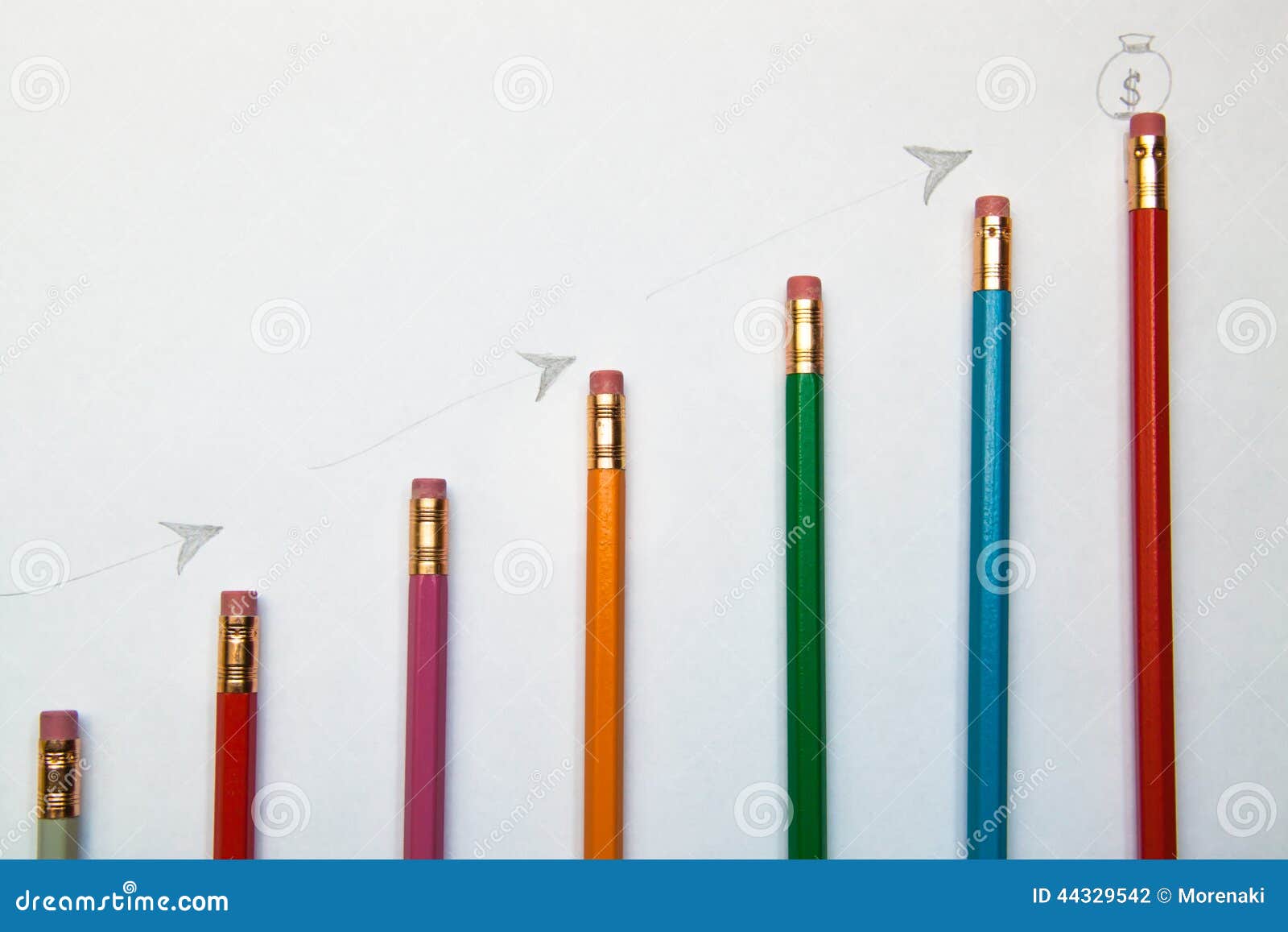 Growth graph of pencils stock photo. Image of wooden - 44329542
