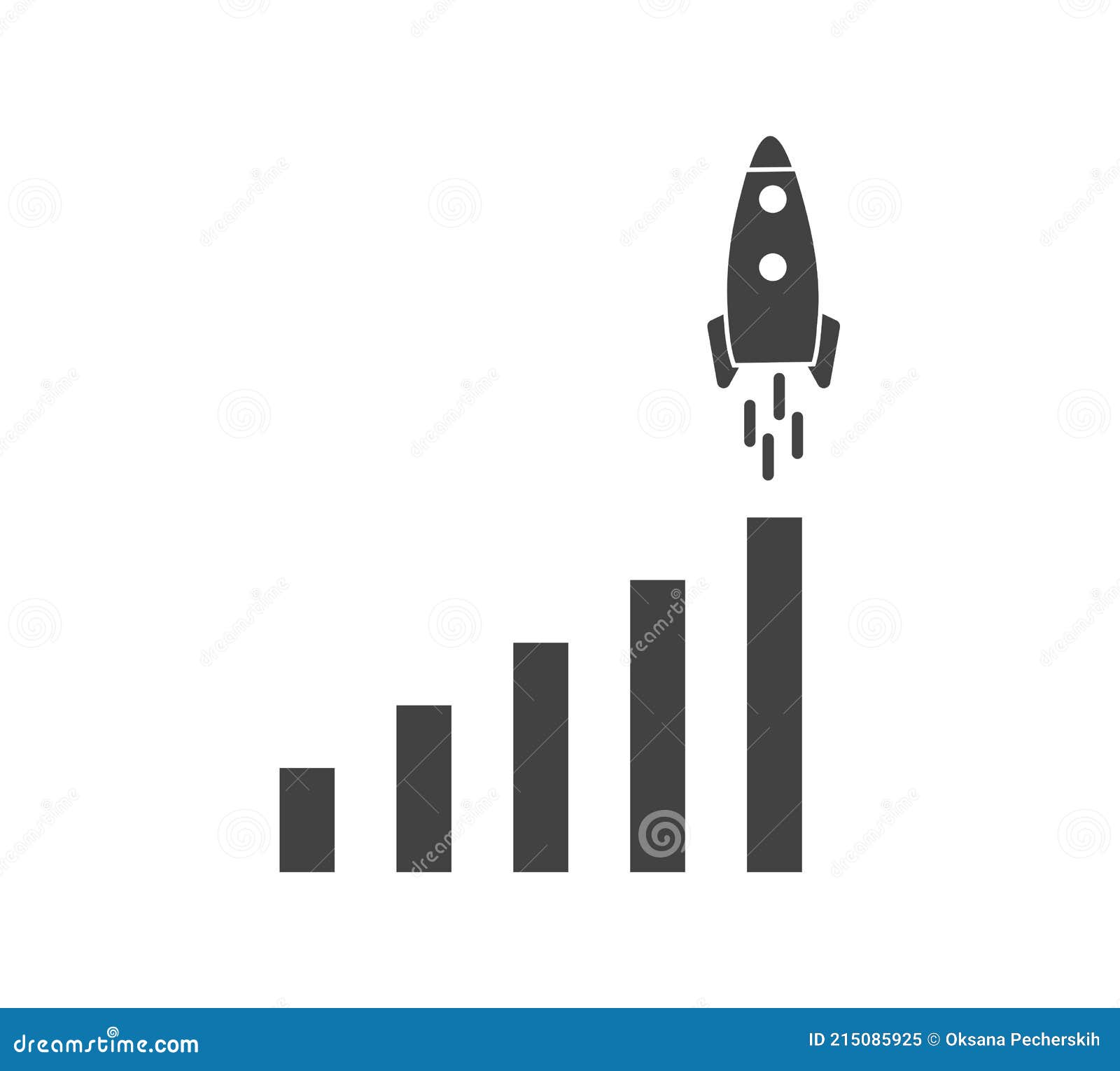 Growth Graph with Rocket. Vector Business Icon Schedule on White ...