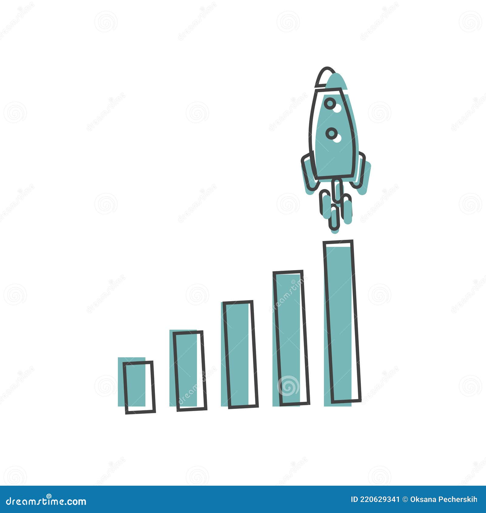Growth Graph with Rocket. Vector Business Icon Schedule on White ...