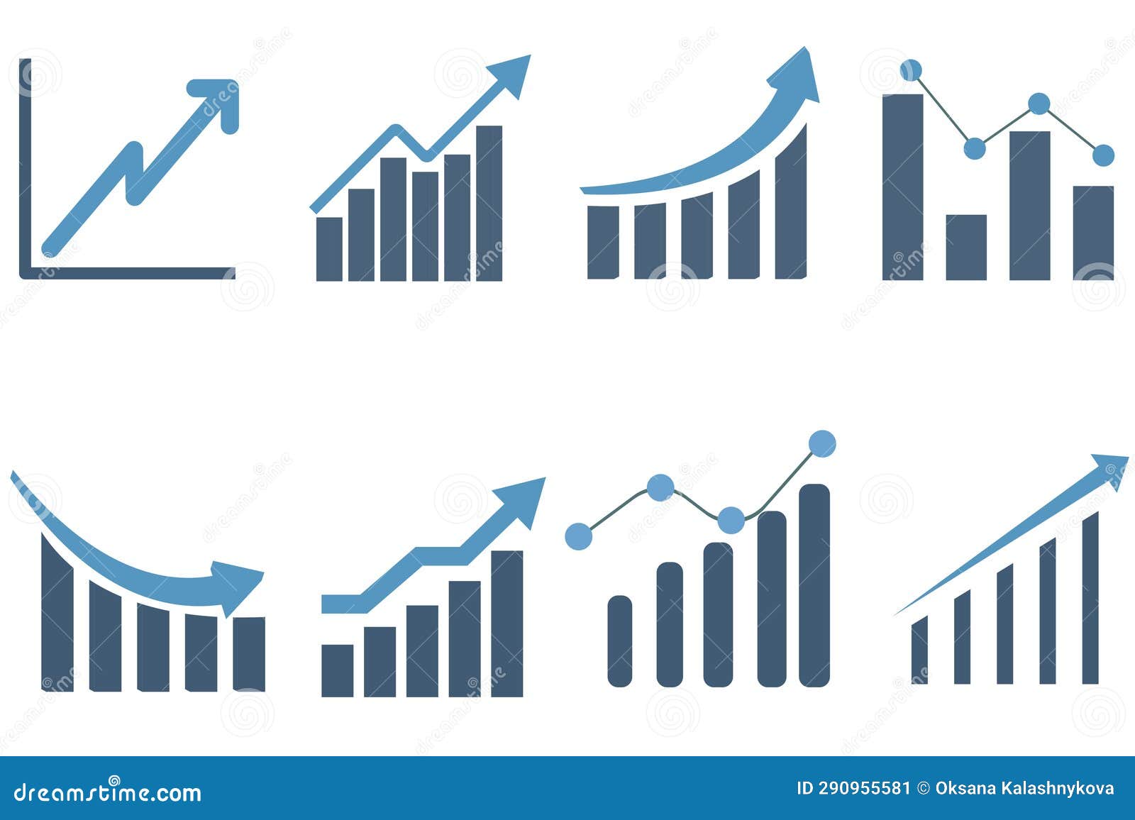 Growth Graph. Set of Growth Graph Vector Icons Stock Illustration ...