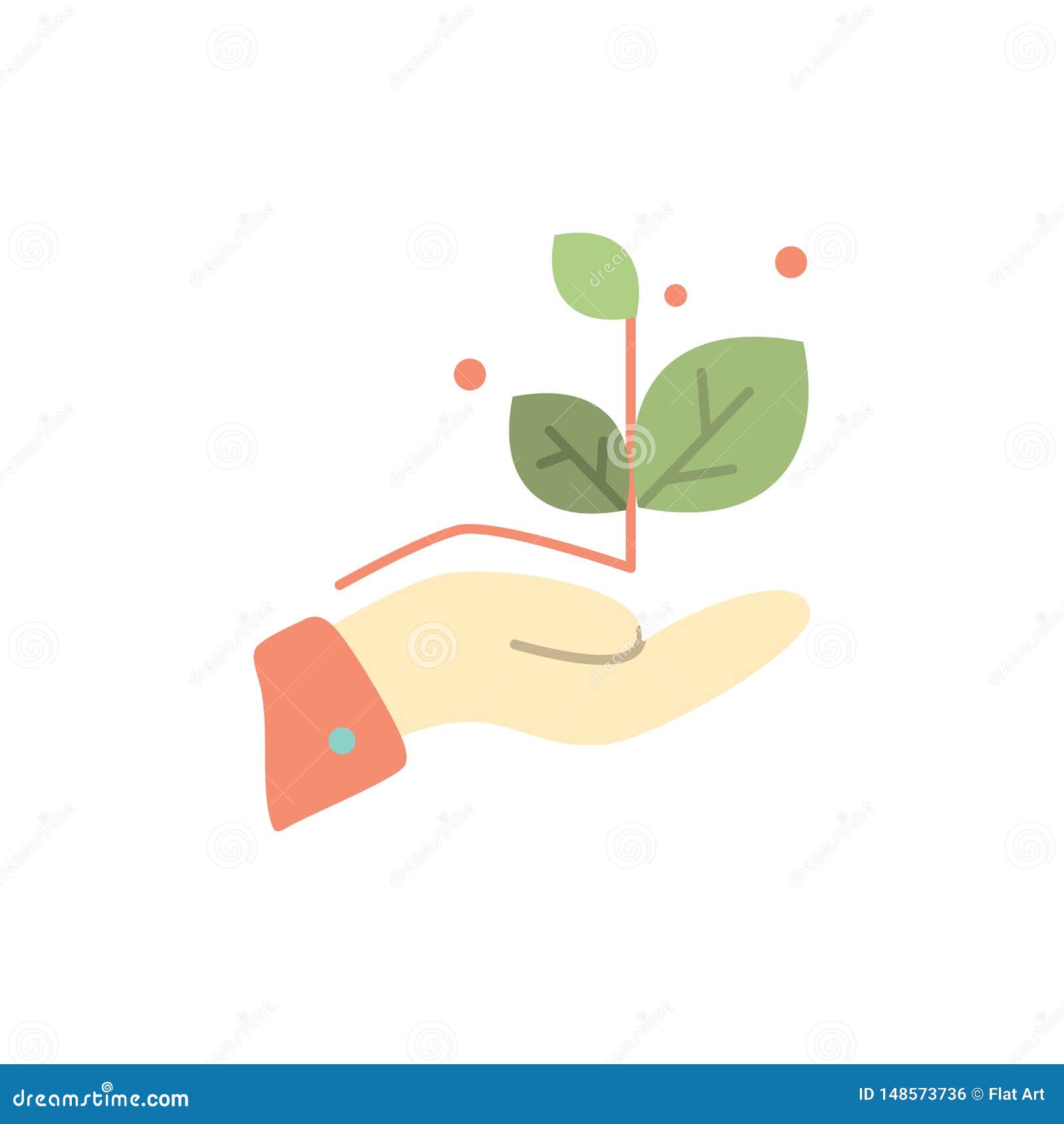 Growth, Grow, Hand, Success Flat Color Icon. Vector Icon Banner ...
