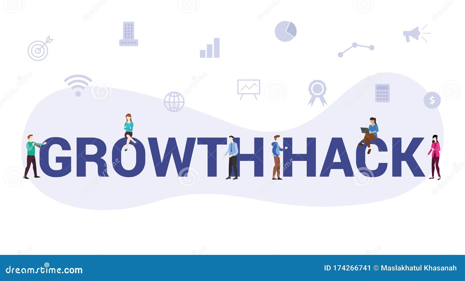 Growth Hack or Hacking Concept with Big Word or Text and Team People ...