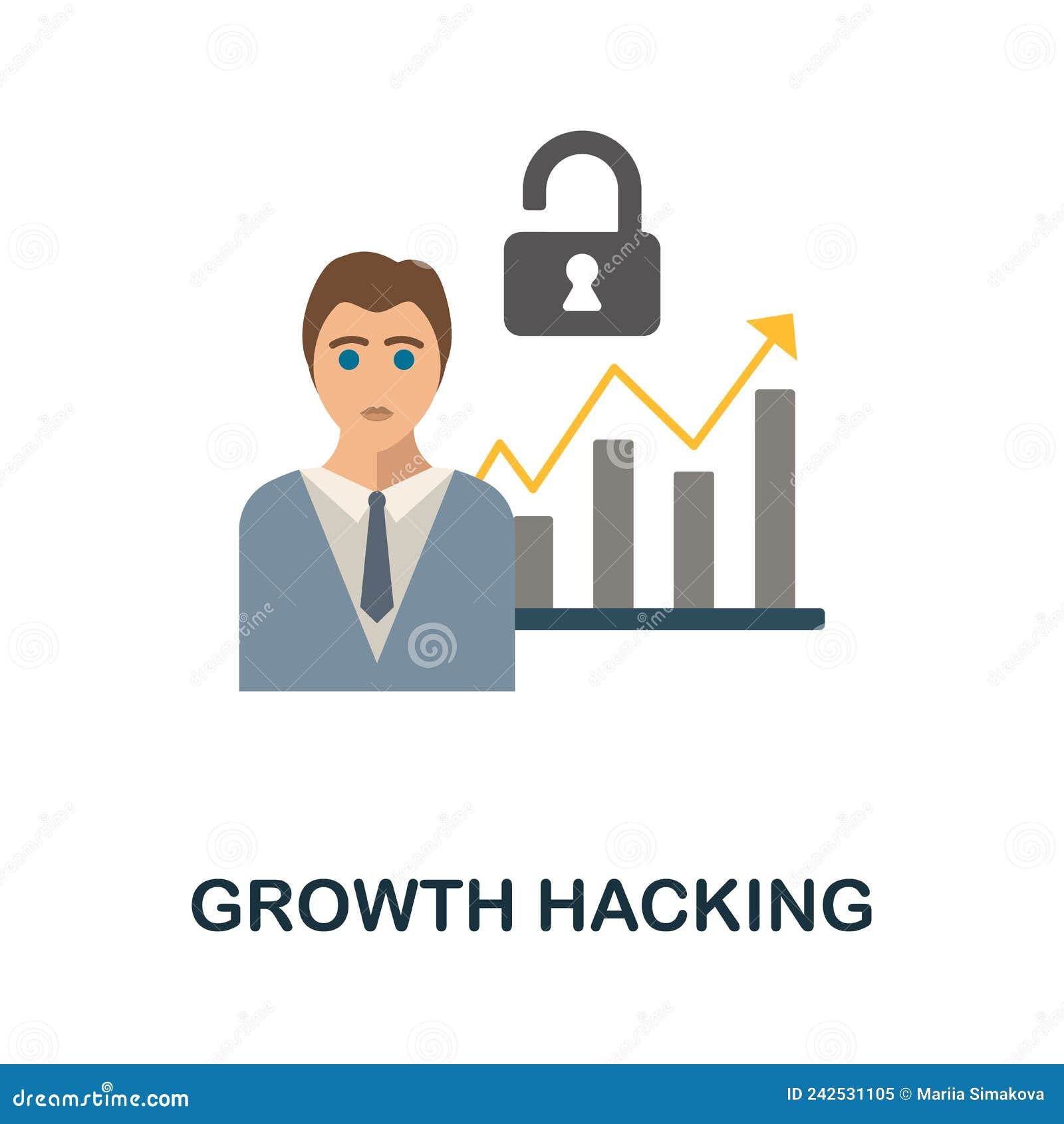 Growth Hacking Flat Icon. Colored Element Sign from Growth Acceleration ...