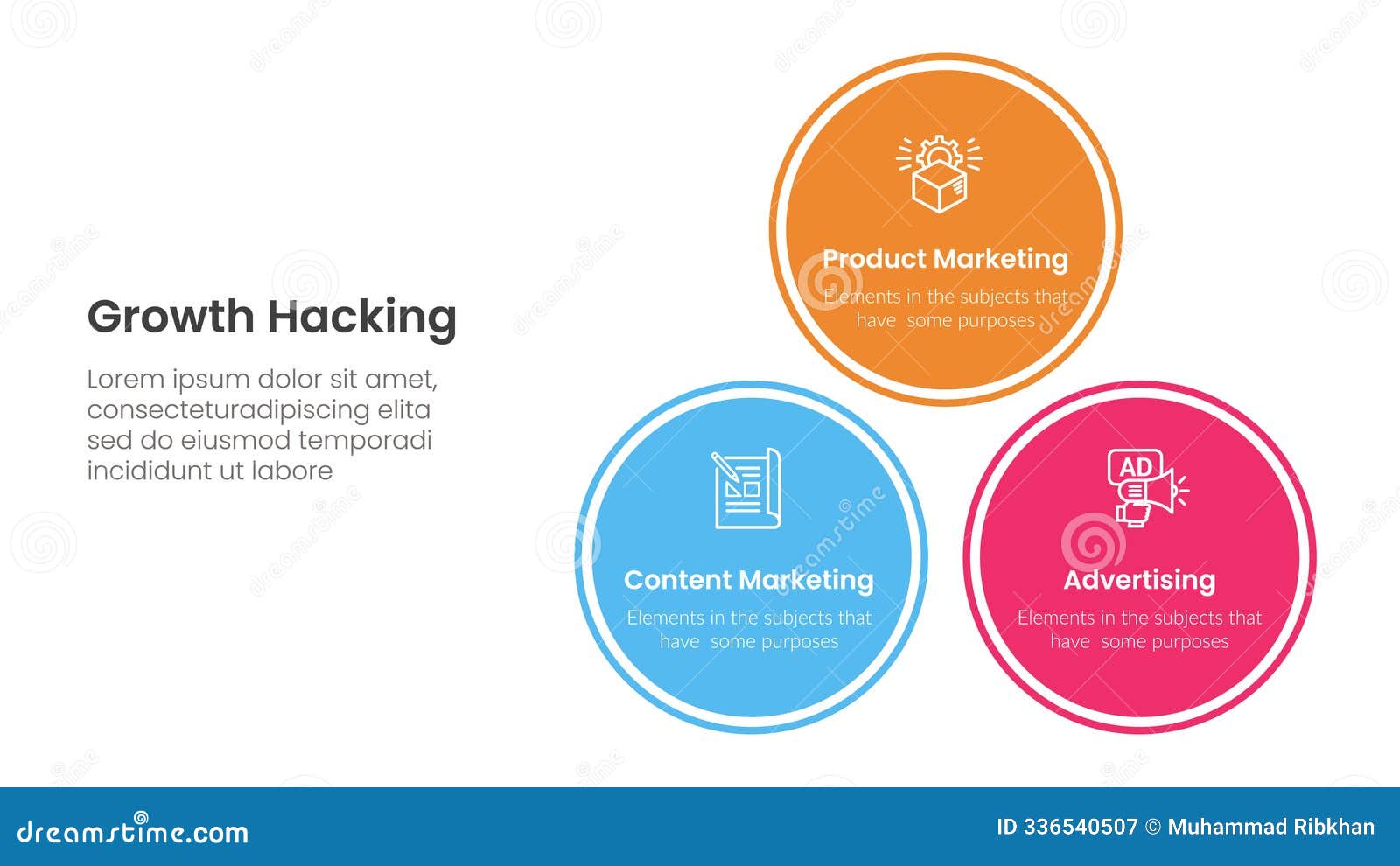 Growth Hacking Infographic 3 Point with Balance Pyramid Circle Stack ...