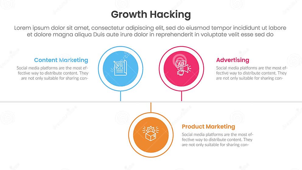 Growth Hacking Infographic 3 Point with Circle Timeline Right Direction ...