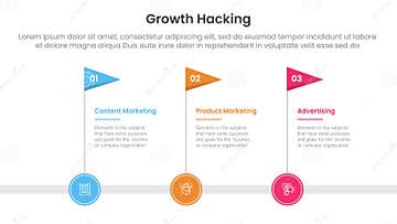 Growth Hacking Infographic 3 Point with Timeline Flag Horizontal for ...