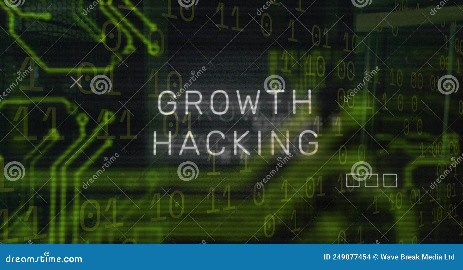 Growth Hacking Text And Microprocessor Connections Against Binary Coding Data Processing Stock 5956
