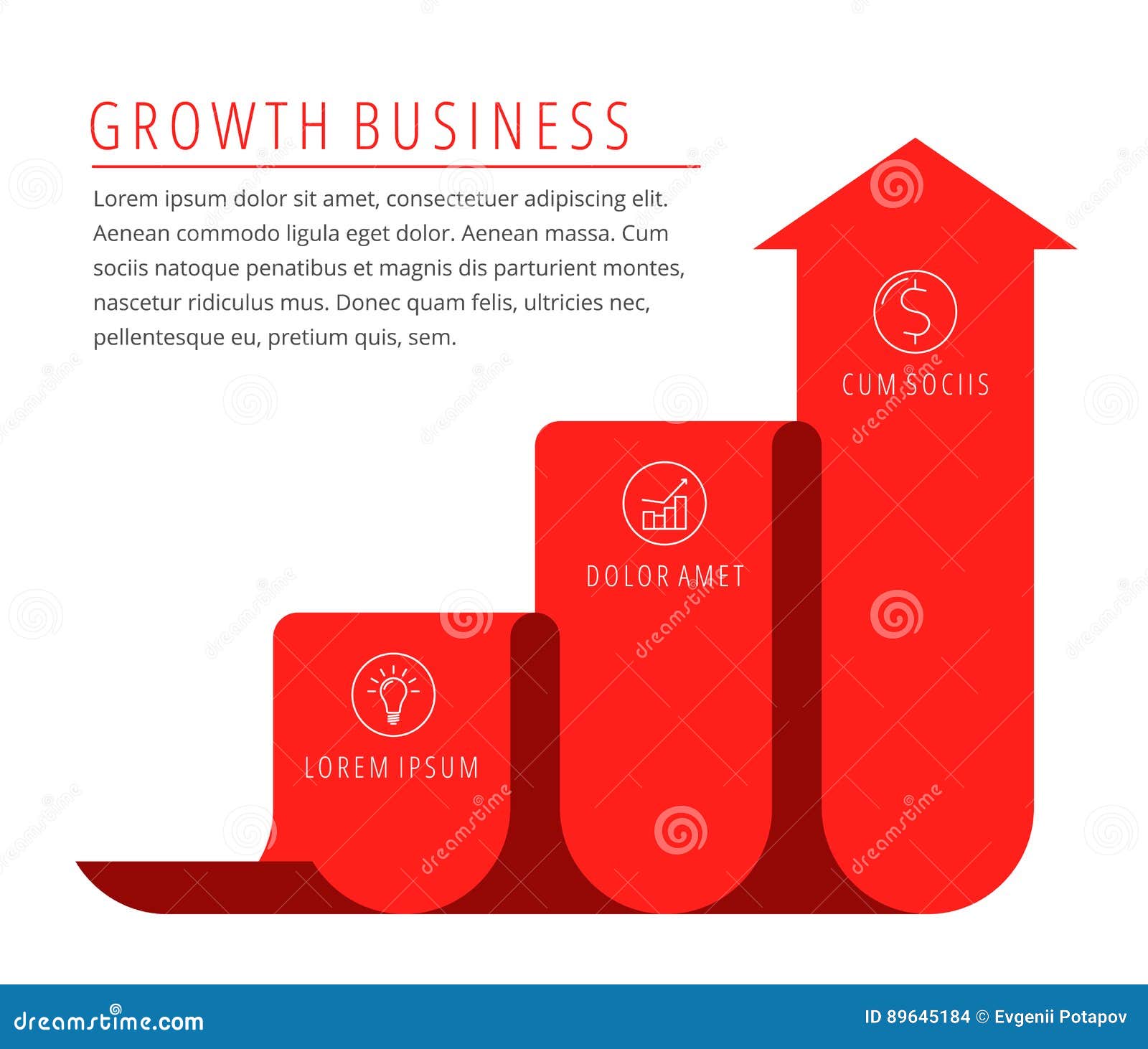 Growth, Improve Business Arrow. Increasing Graph Flat Vector Con Stock ...