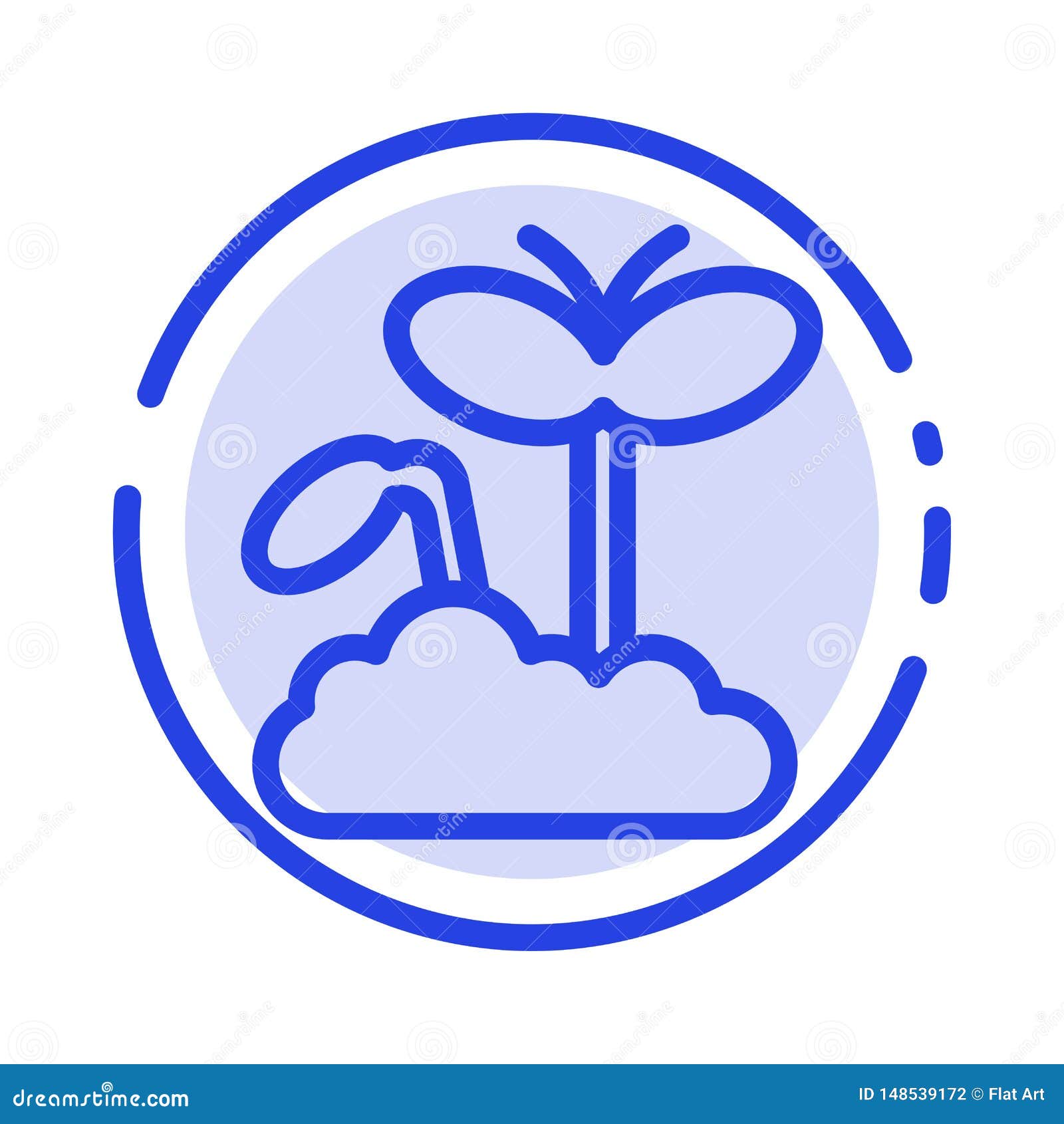 Growth, Increase, Maturity, Plant Blue Dotted Line Line Icon Stock ...