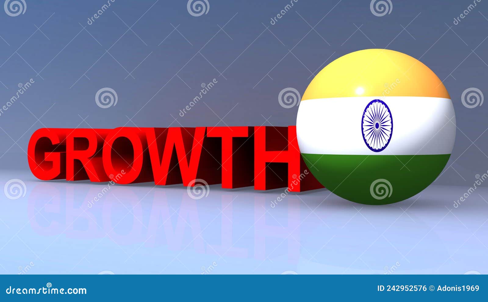 Growth with India Flag on Blue Stock Illustration - Illustration of ...