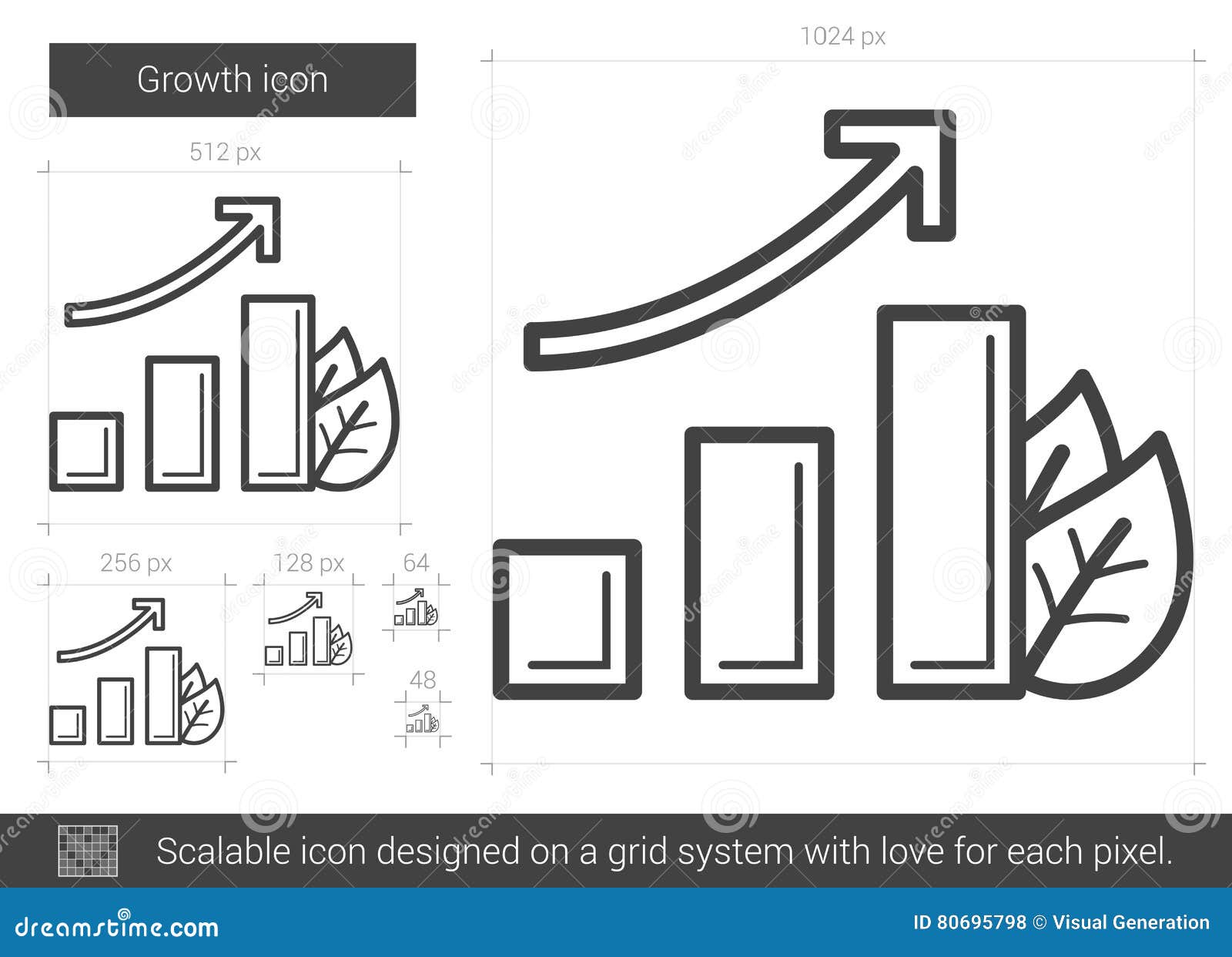 Growth line icon. stock vector. Illustration of economic - 80695798