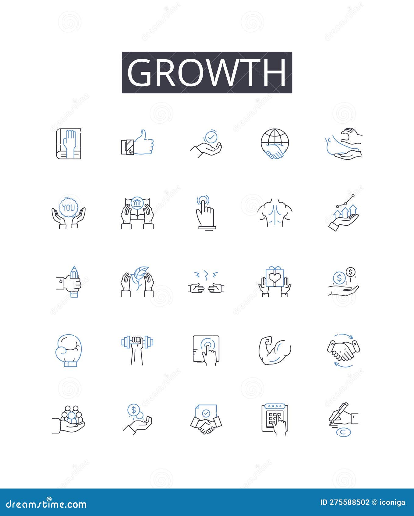 Growth Line Icons Collection. Expansion, Development, Progression ... Growth Line Icons Collection. Expansion, Development, Progression ...