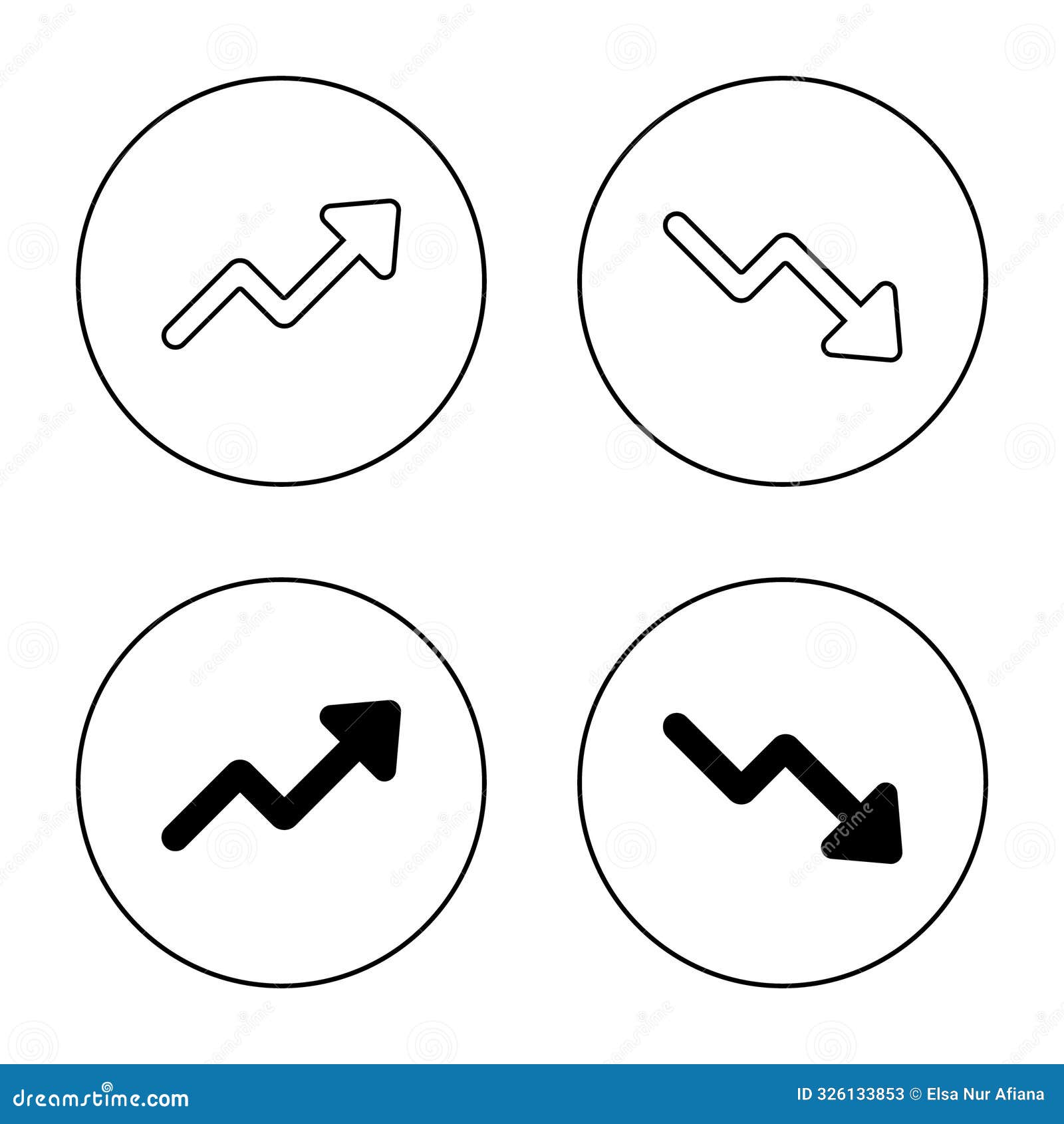 Growth and Loss Arrow Icon on Circle Line. Increase and Decrease Sign ...