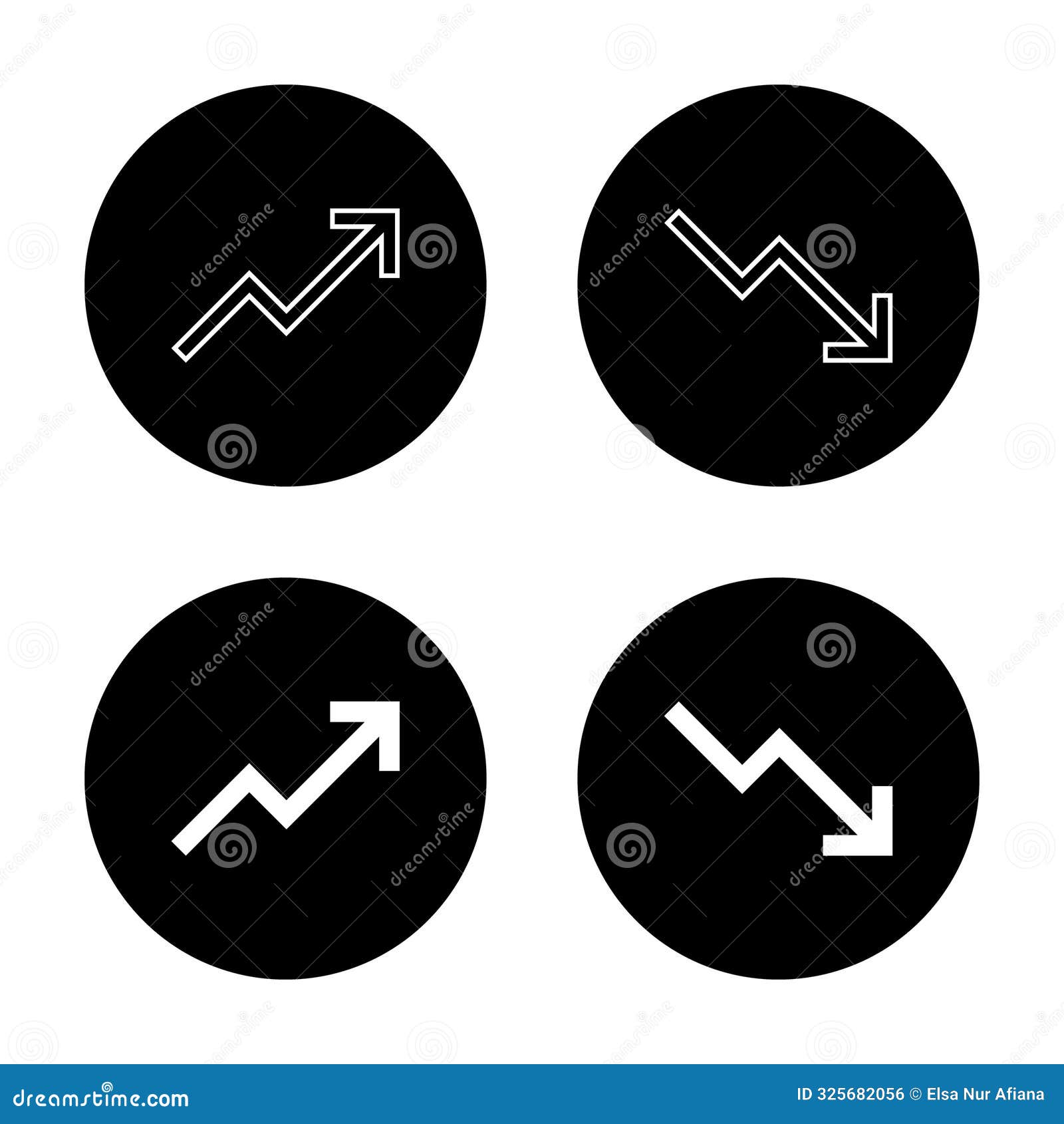 Growth and Loss Icon on Black Circle. Increase and Decrease Sign Symbol ...