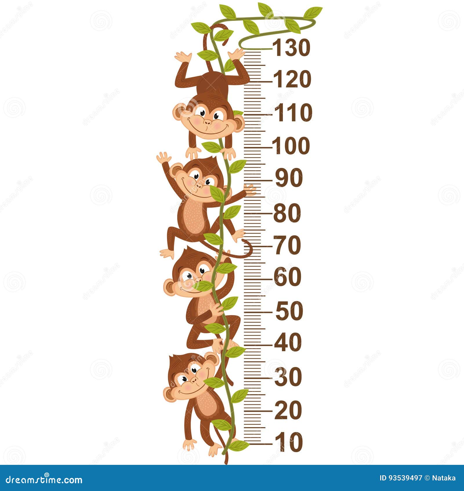 Growth Measure with Monkey on Vine Stock Vector - Illustration of ...