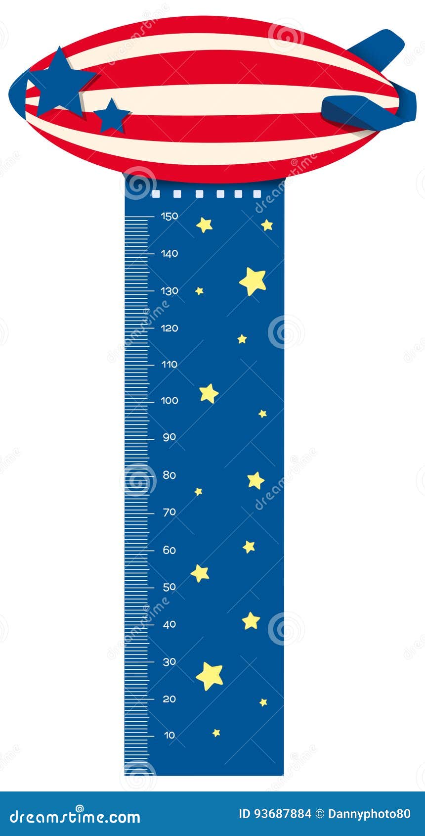Growth Measuring Chart with Balloon Flying Stock Vector - Illustration ...