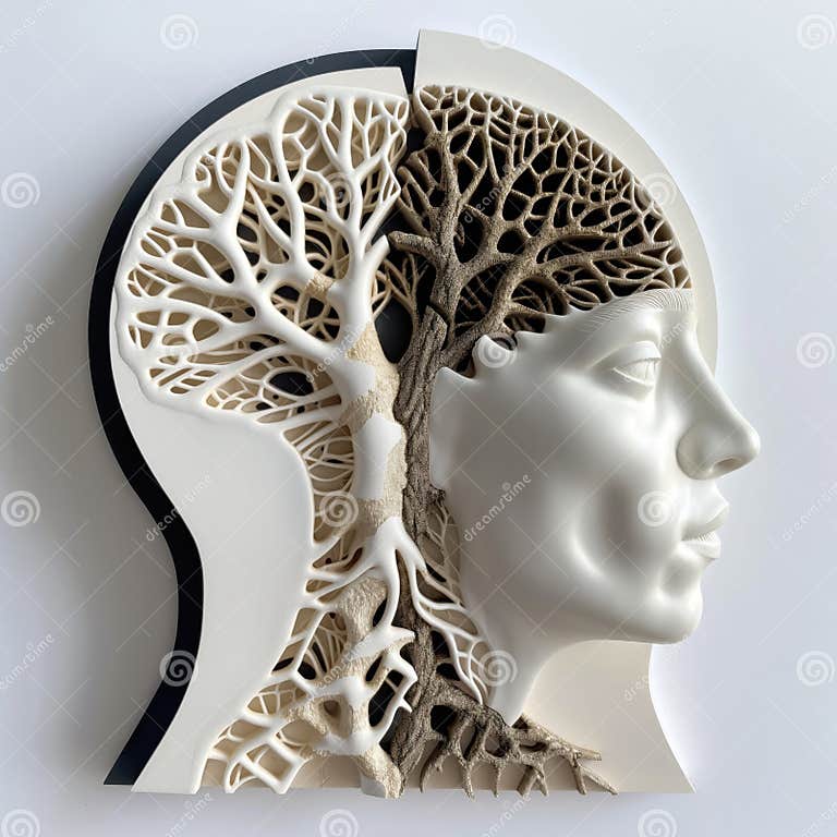 Growth Mindset Concept. Big Tree Growing Inside Human Brain Stock ...