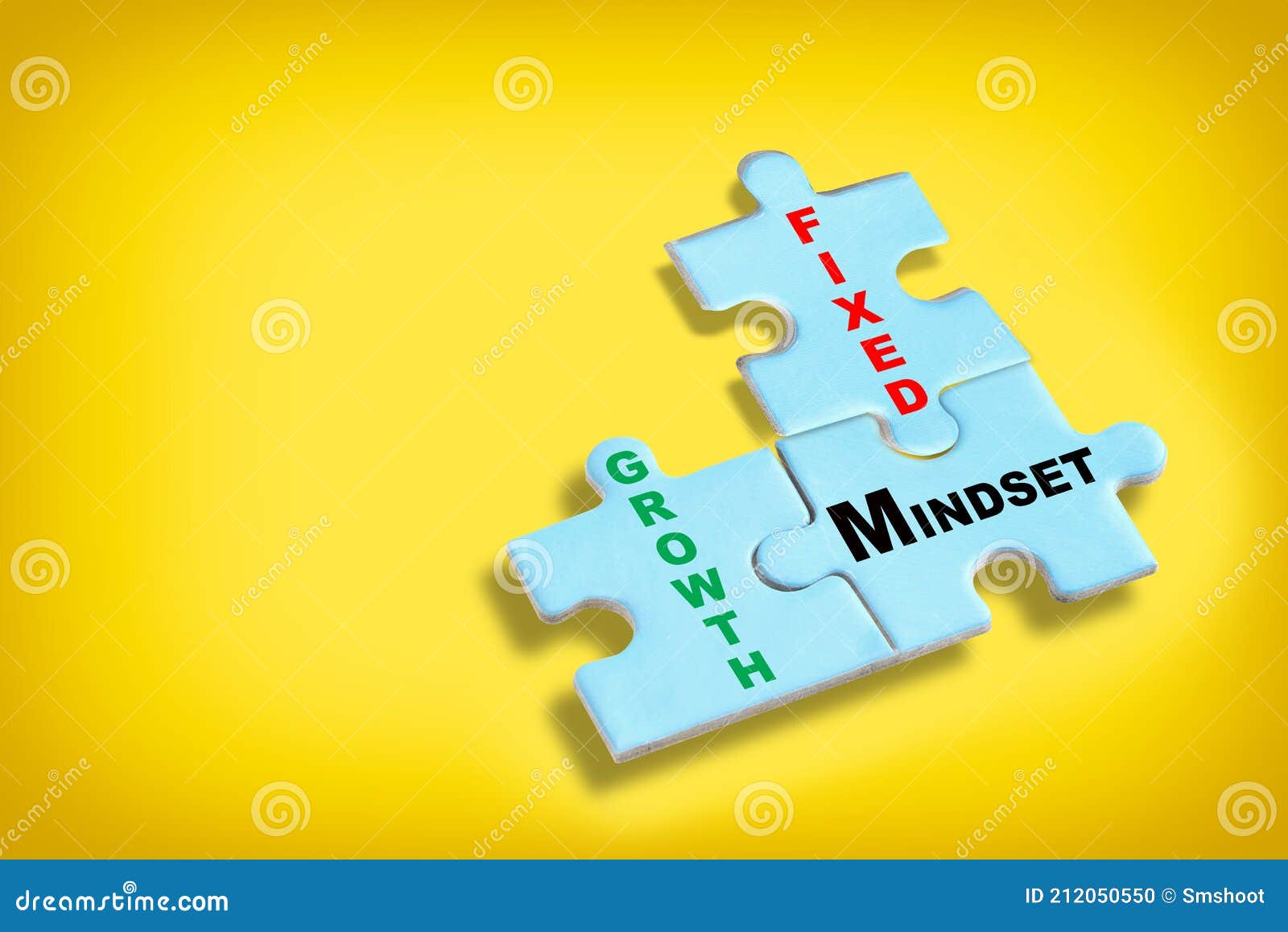 Growth Mindset and Fixed Mindset Written on Blue Puzzle Jigsaw with ...