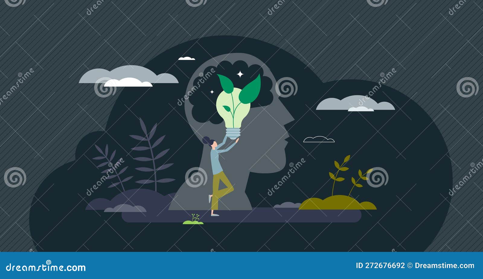 Growth Mindset and Improvement or Development Attitude Tiny Person ...