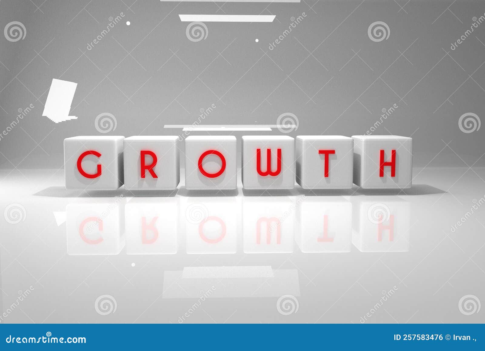 Growth Mindset, 3D Cube with Red Text on White Floor. 3D Rendering ...