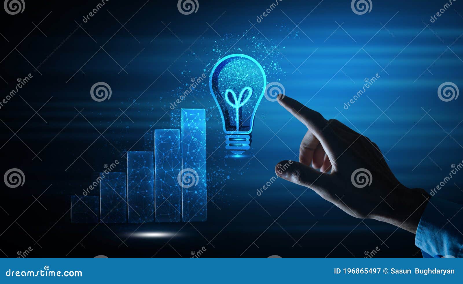 Growth of New Ideas with Innovative Technologies. 3D Illustration Stock ...