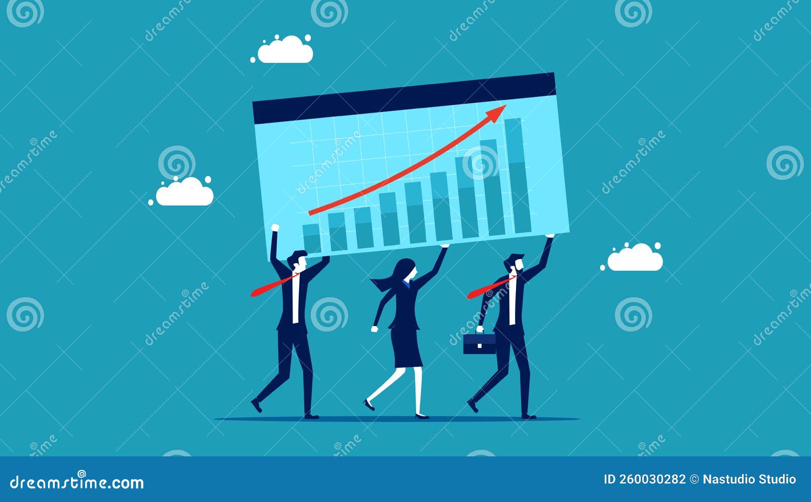 The Growth of the Organization. Team of Businessmen Carrying a Growing ...