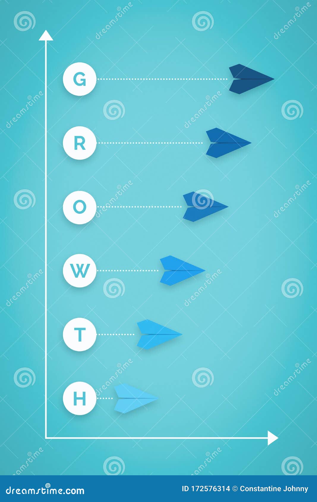 Growth and Progress Chart with Paper Plane Stock Photo - Image of ...