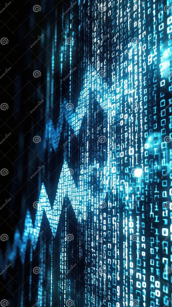 Growth and Progress Represented by Upward Arrows Amidst Blue Binary ...