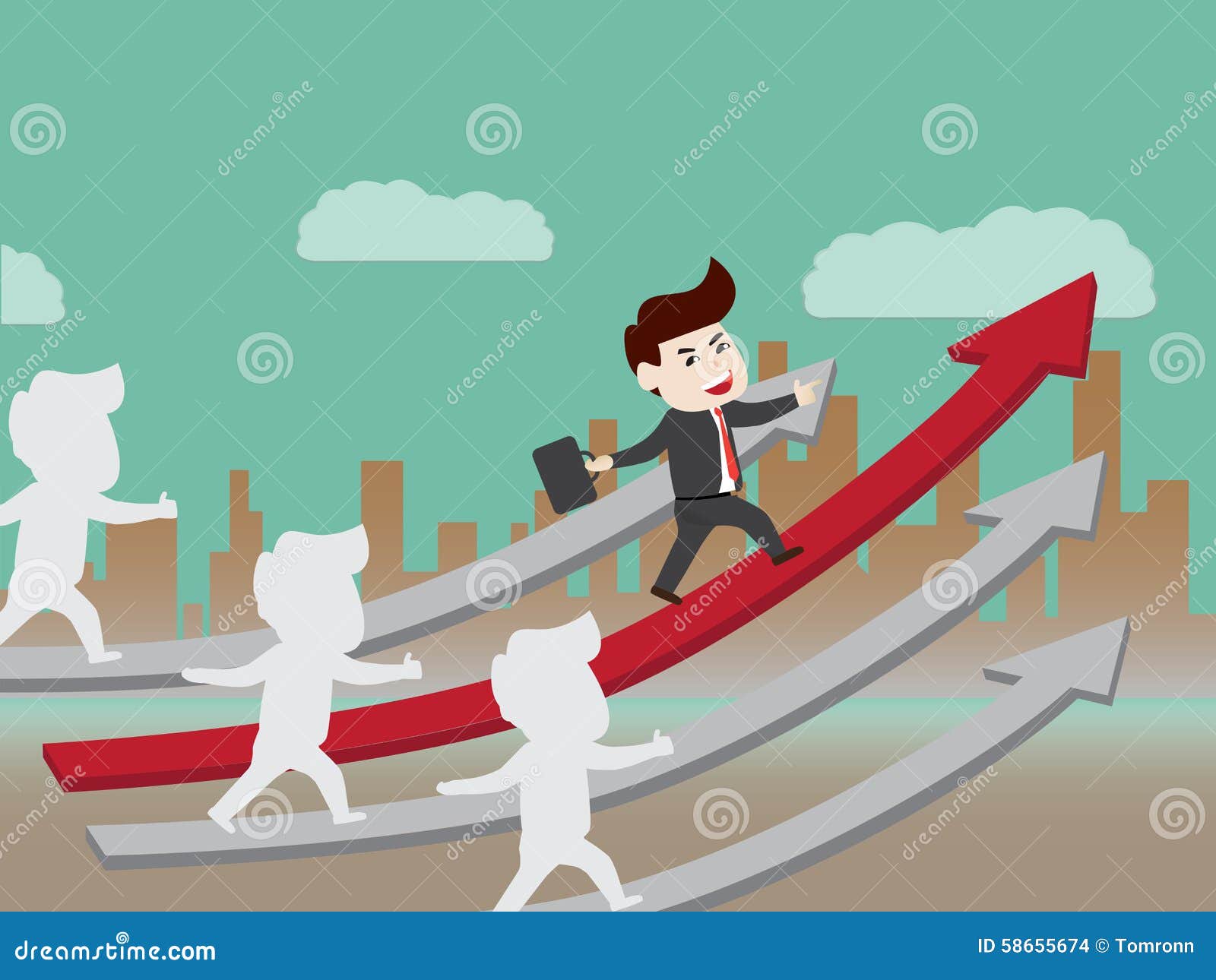 Progressive Business Vertical Template With 5 Stages Flowchart Cartoon ...