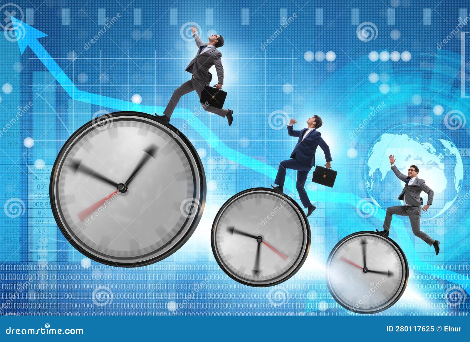 Growth and Recovery Concept with Businessman and Clocks Stock Image ...