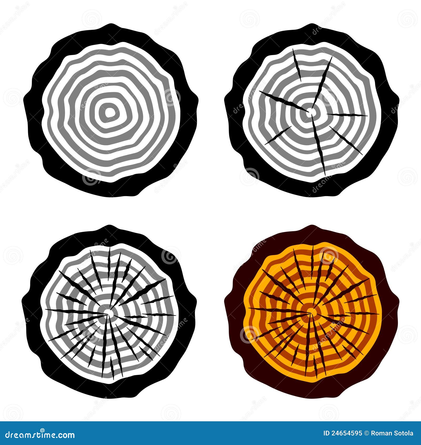 Growth Rings Tree Trunk Symbols Cartoon Vector | CartoonDealer.com ...