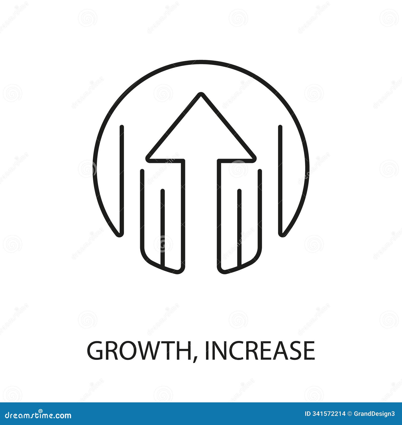 Growth, Rise Icon Line Vector with Editable Stroke Stock Vector ...