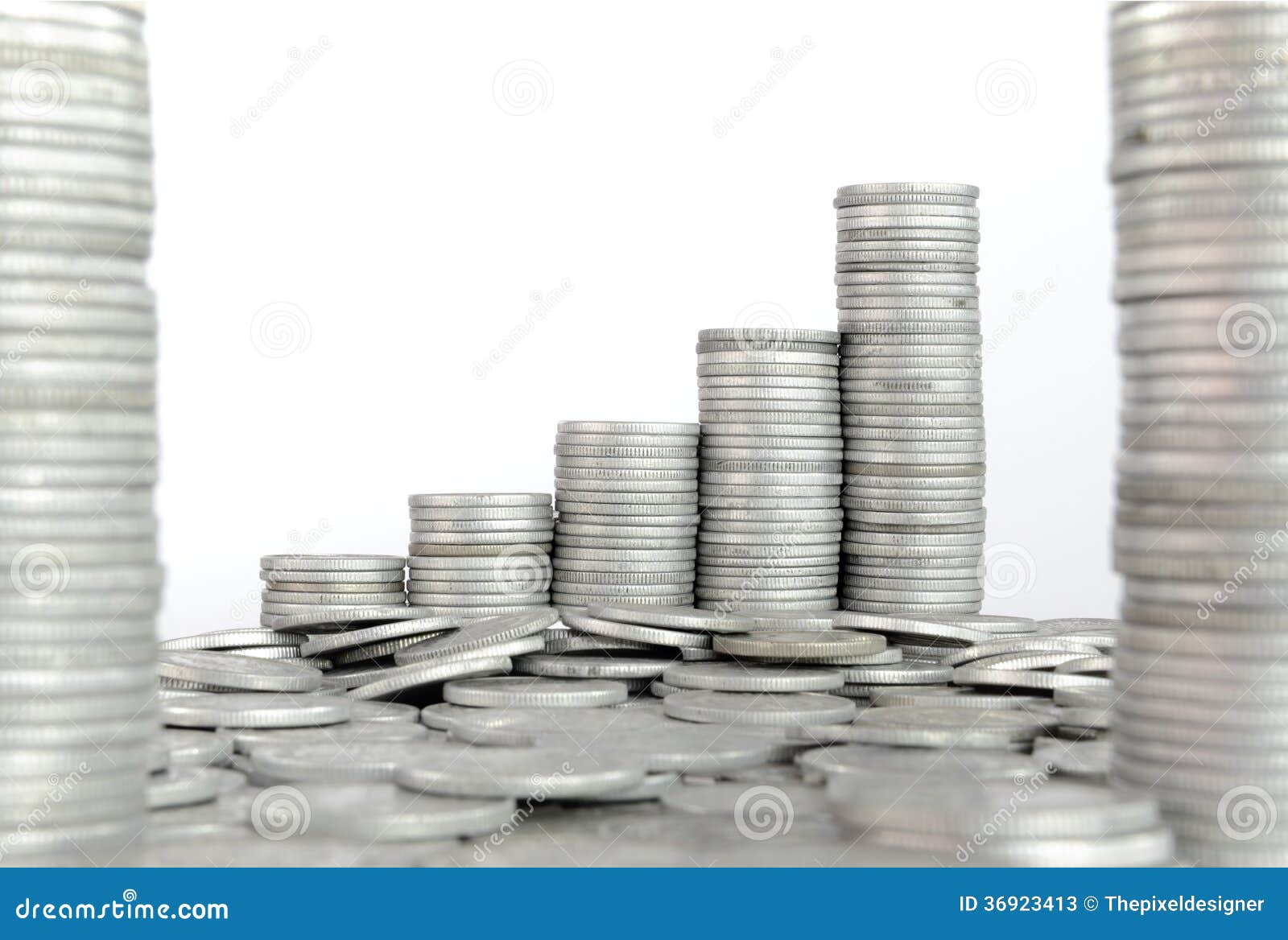 Growth Stack Silver Coin, Success Stock Image - Image of prosperity ...