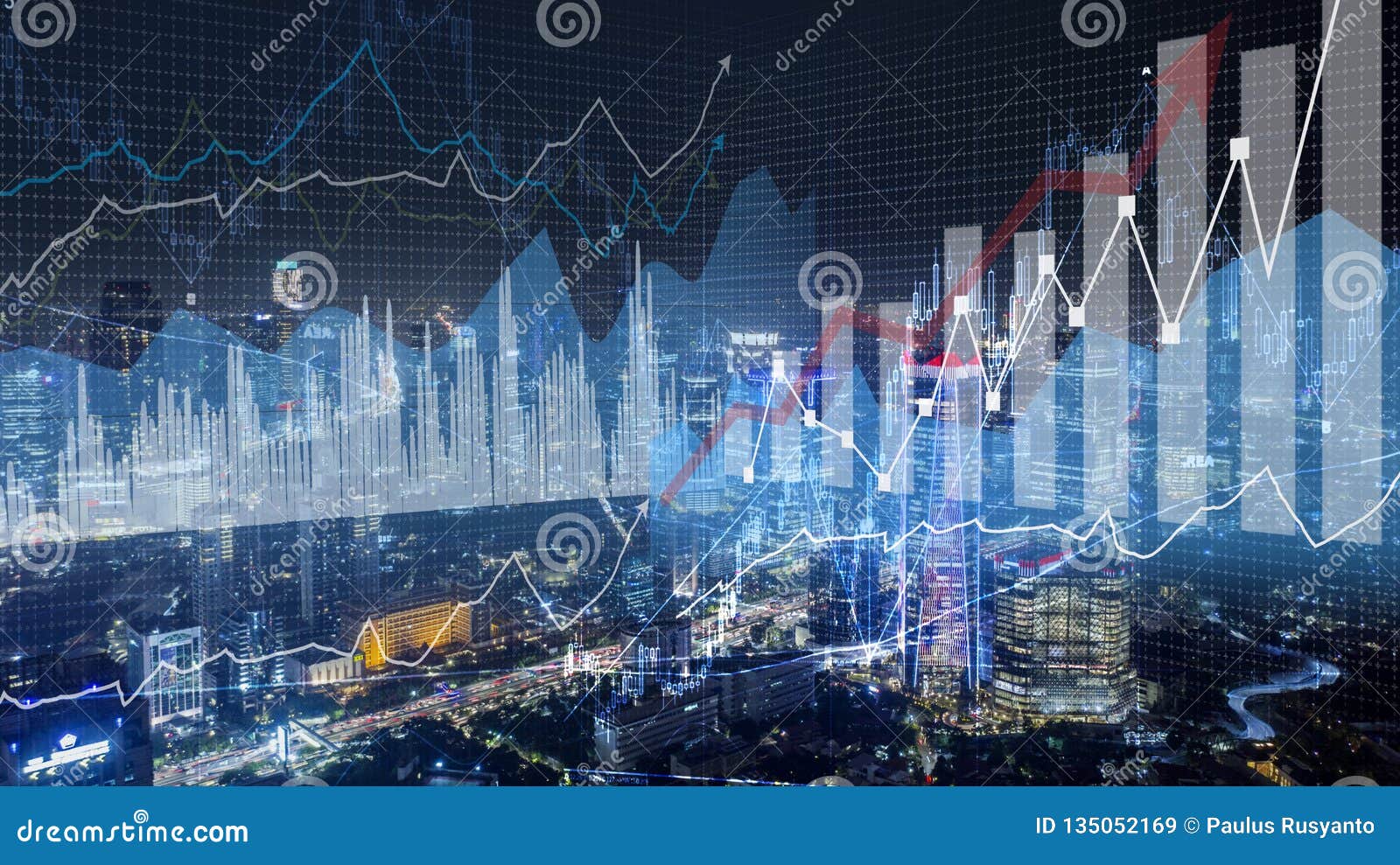 Growth Statistics on a Modern City Background Stock Image - Image of ...