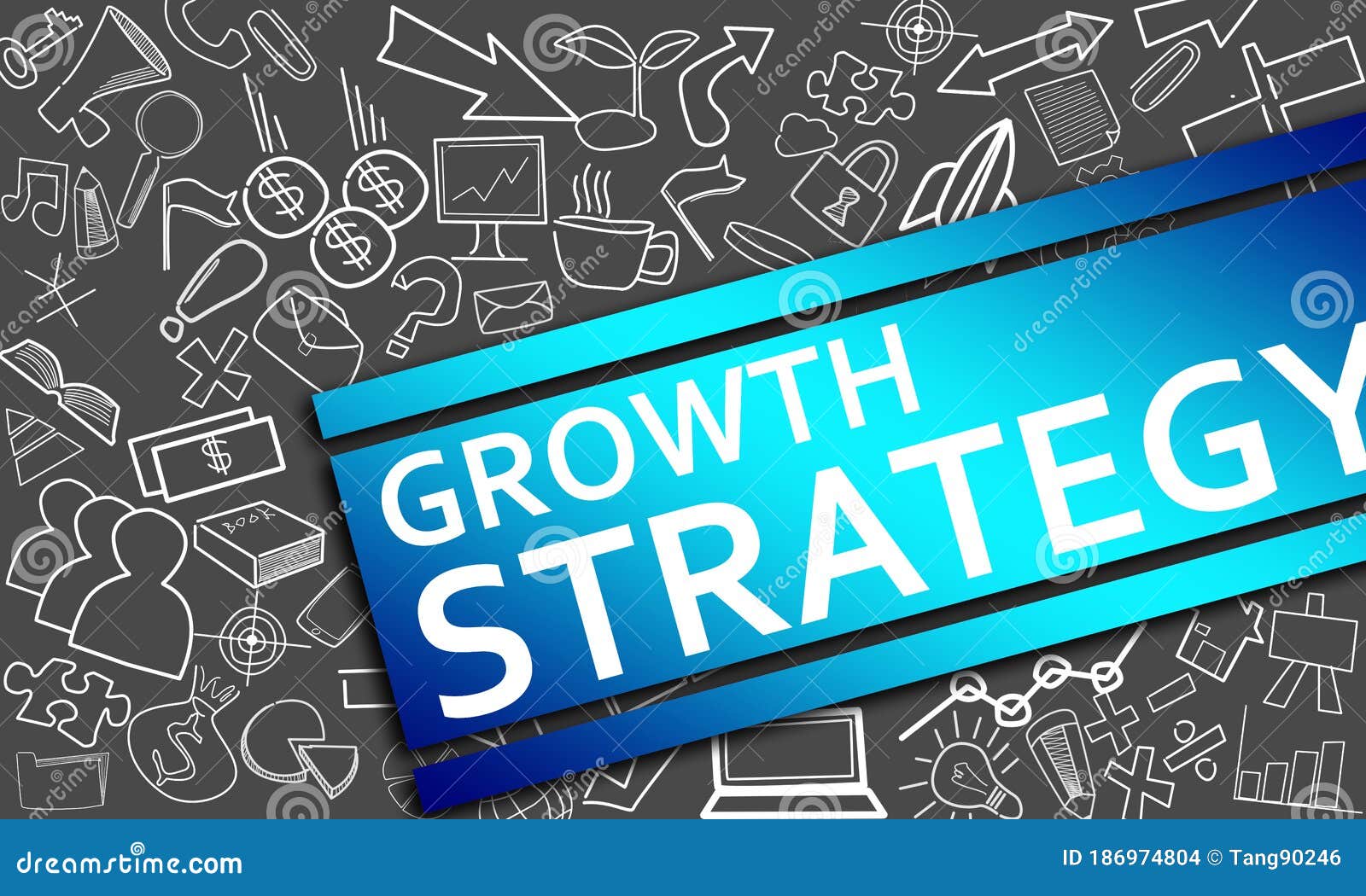 Growth Strategy Concept with Creative Icon Drawings Stock Illustration ...