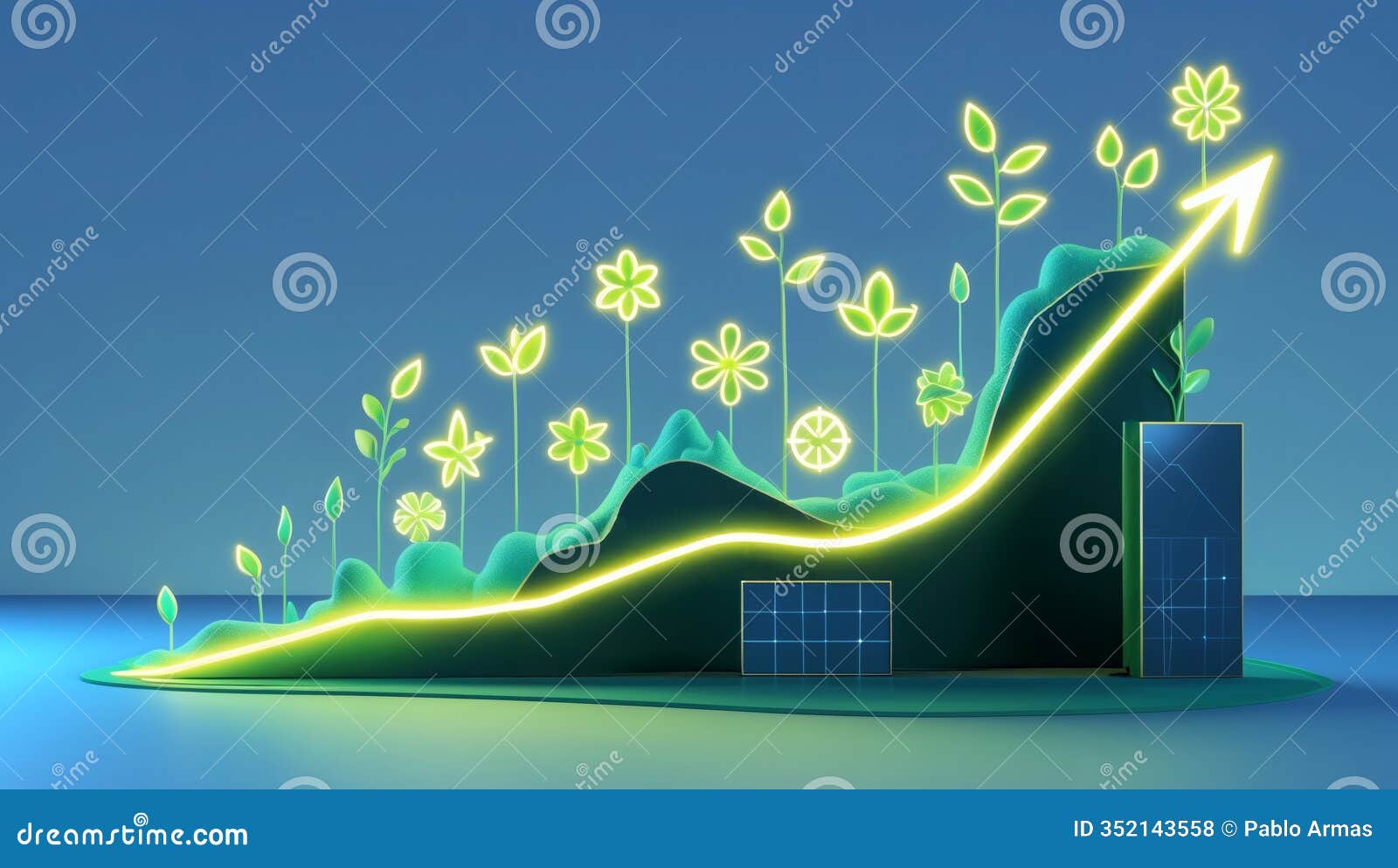 Growth and Sustainability Visualized with Plants and a Rising Graph ...