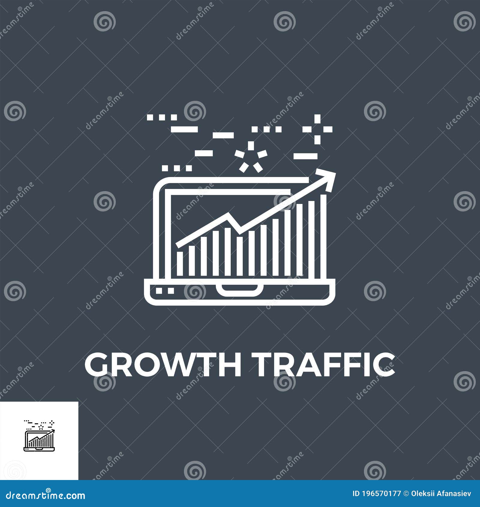 Growth Traffic Line Icon stock vector. Illustration of computer - 196570177