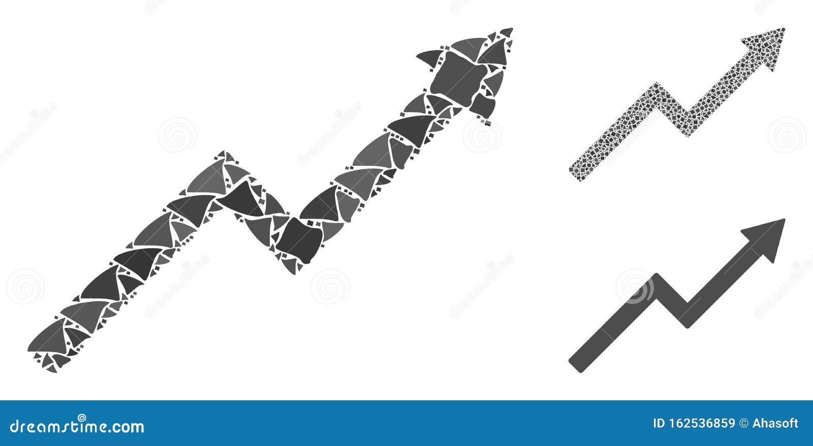 Growth Trend Chart Mosaic Icon of Uneven Elements Stock Vector ...